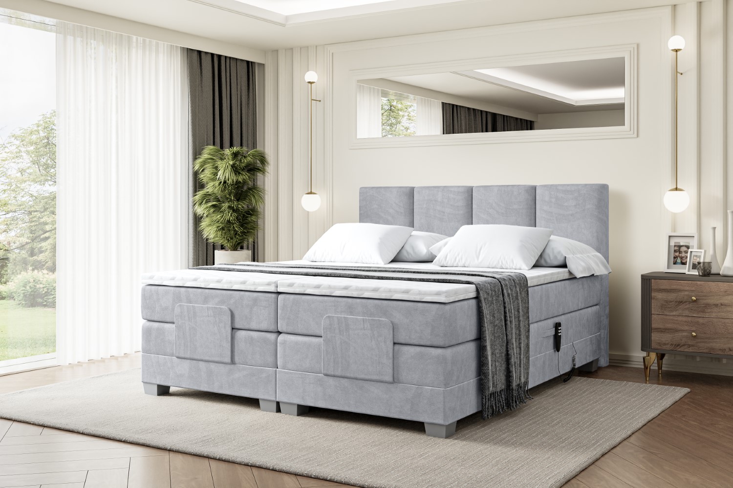 Elektrisches Boxspringbett ROKS EL Hellgrau - Monolith 84 200x200 cm ...